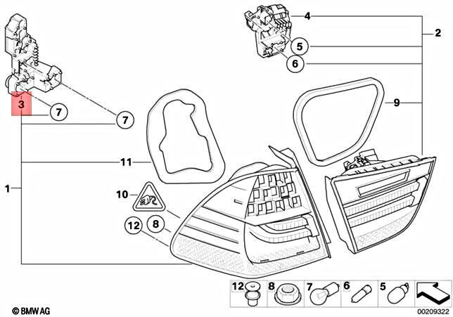 Genuine BMW E91N Wagon Bulb Holder Rear Light Side Panel Left OEM ...