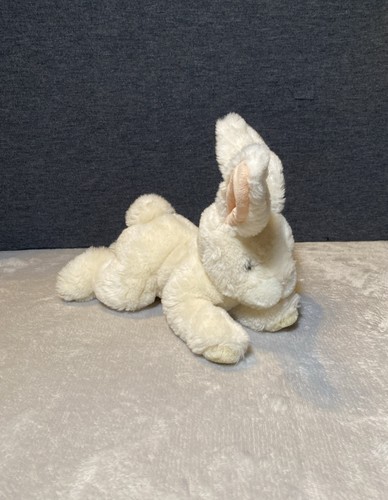 Russ Bunny Plush Bumpkins Off White Rabbit Pink Bow Laying 10" Vintage ...