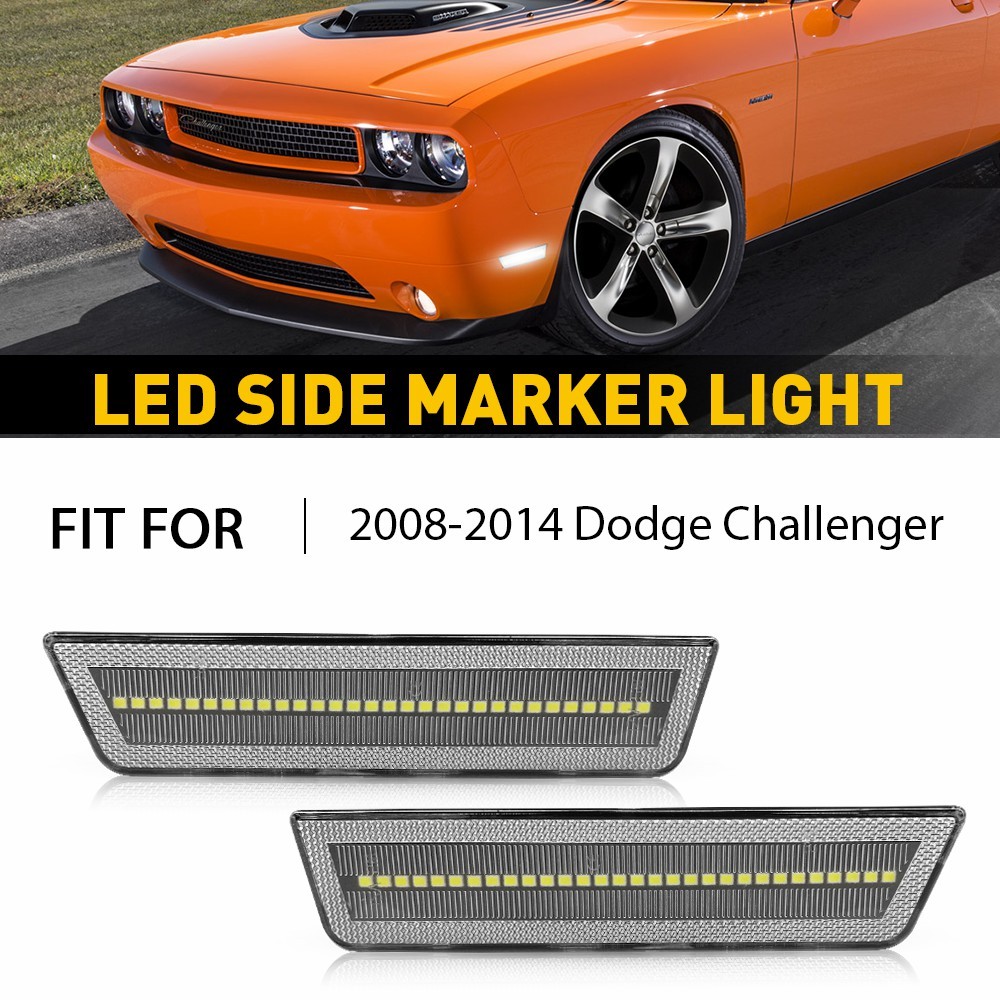 White Side Marker Light For 2008-2014 Dodge Challenger Set of 2 Front ...