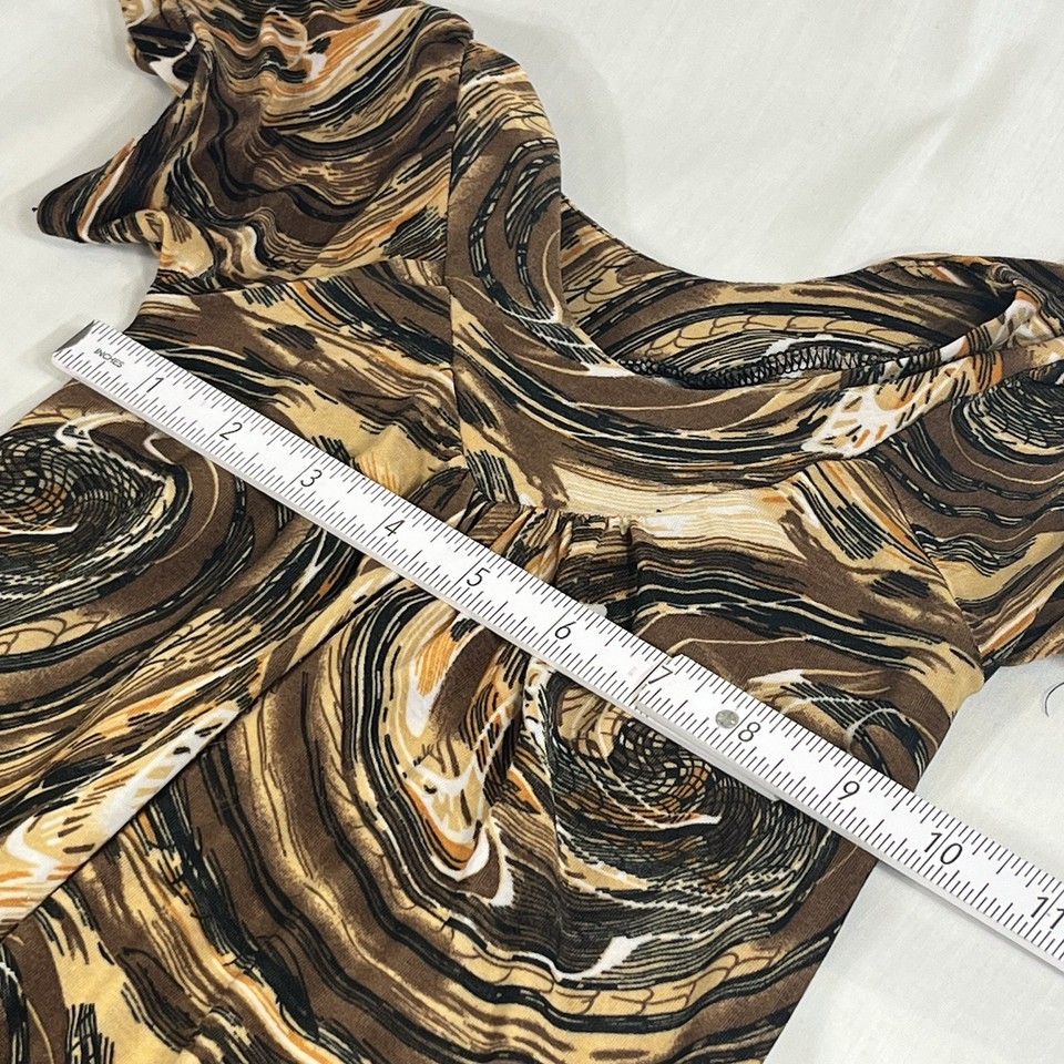 Toddler Girl Dress 2T Brown Black Swirl Print Earth Tone Short Sleeve ...