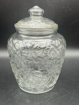 Vintage PRINCESS HOUSE FANTASIA Clear GLASS COOKIE JAR CANISTER JAR | eBay