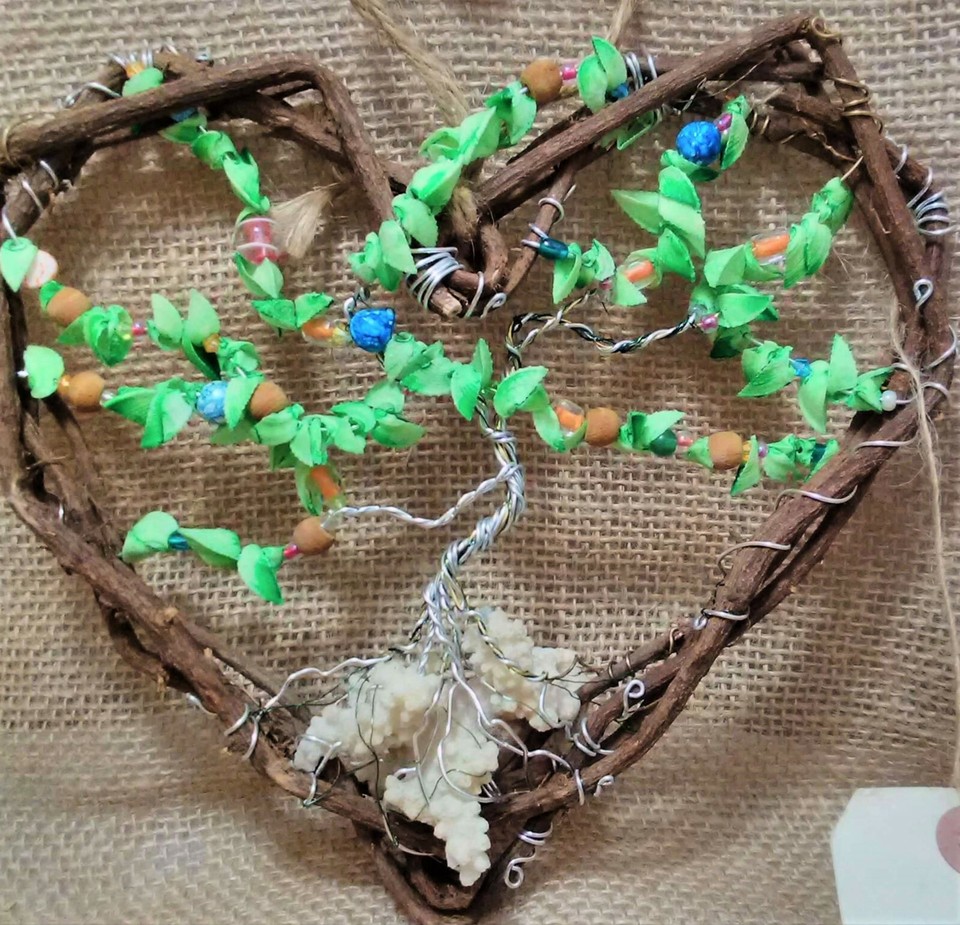 Grapevine and Wire Heart Shaped Tree Of Life with Coral and Shells | eBay