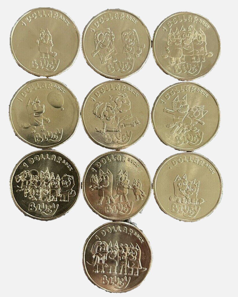 Brand New BLUEY 2024 $1 10 Coin Set Uncirculated Tube Folder Set Gold ...