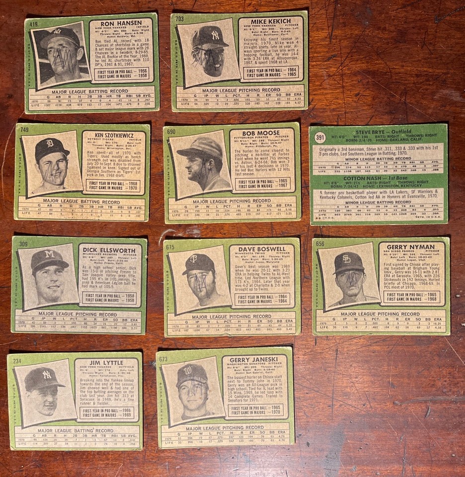 Lot Of 10 1971 Vintage Tops Baseball Cards | eBay