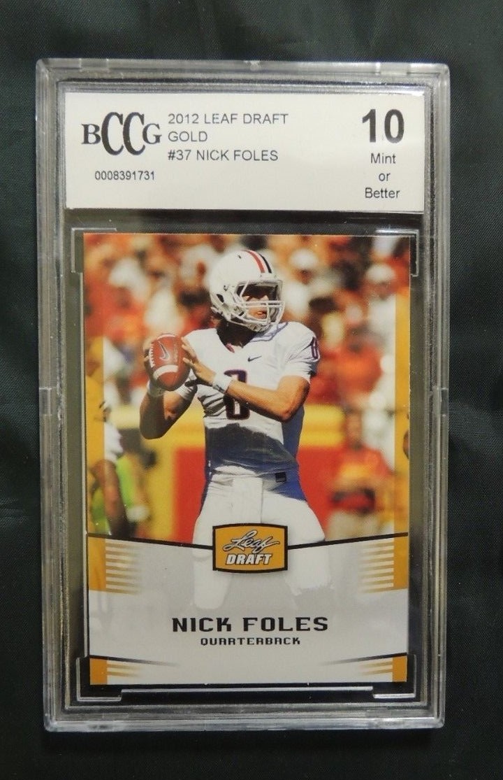 2012 Leaf Draft #37 Nick Foles Gold BCCG 10 Mint | eBay