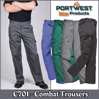 PORTWEST Men's Cargo Combat Cotton Action Work Smart Trousers Pants ...