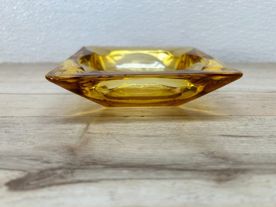 Vintage Amber Glass 4.5 Inch Square Cigarette Ashtarys Set Of 2 | eBay