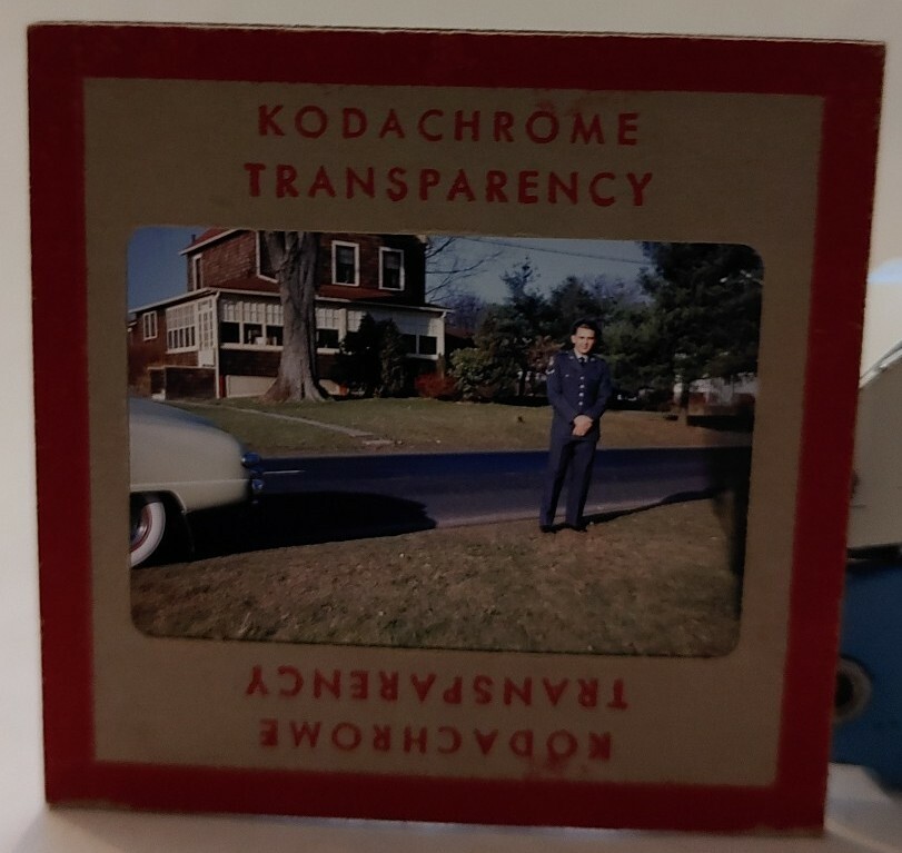 1950s Kodachrome Red Border Slide Military Man in Uniform Posing on ...