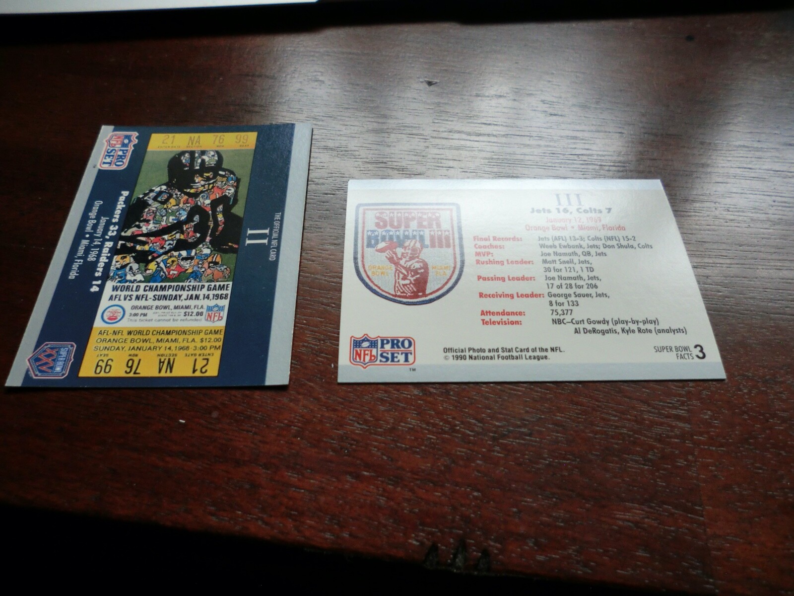 1990 Pro Set Super Bowl Facts-Ticket Cards-Set Break (#1-24) .99 ...