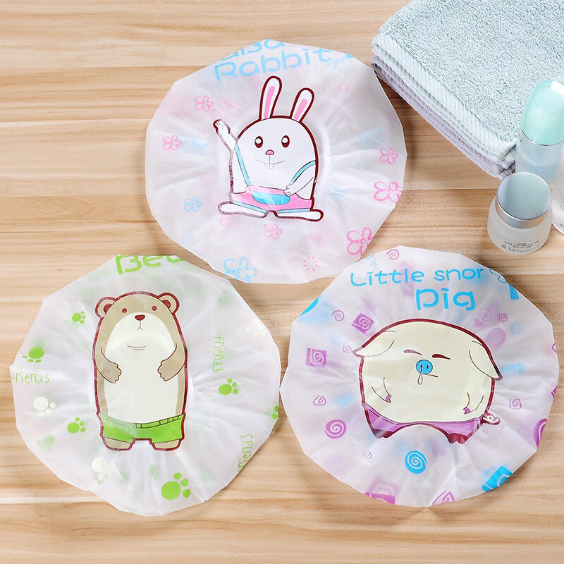 1Pcs Cute Cartoon Bath Hat Thickened Waterproof And Oil Fume Cap Shower ...