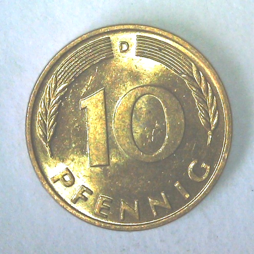 1990 D Germany Coin 10 Pfennig KM#108 German FRG World Exc. VF+ Coins ...