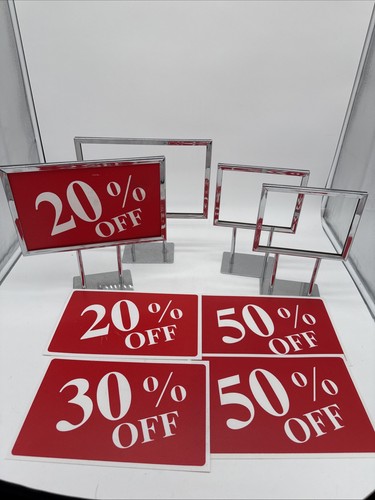 Metal Business Merchandise Sale Sign Holders 7"x11' 7"x5.5" Lot of 4 | eBay