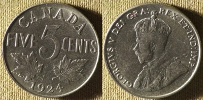 Canada : 1924 5 Ct CH.AU #29 IR7982 | eBay
