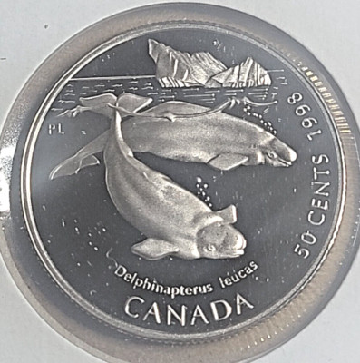 1998 CANADA 50 CENTS BELUGA WHALE PROOF STERLING SILVER COIN (843) | eBay