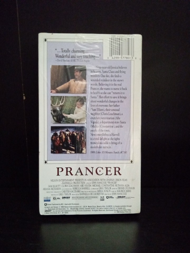 Prancer (VHS, 1994) Filmed 1989 Sam Elliott, Cloris Leachman New ~ Shelf162i 42995778038| eBay