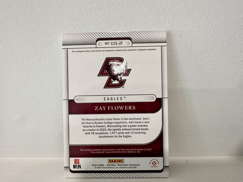 2023 National Treasures Collegiate Zay Flowers RPA Rookie Patch Auto ...