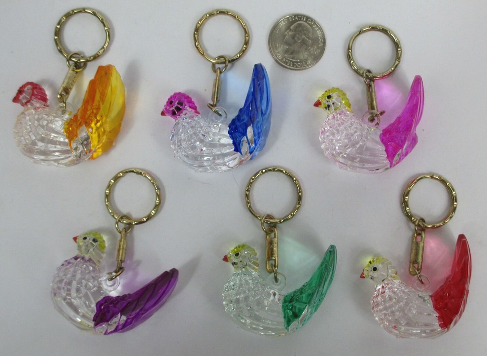 LOT OF 12,24 PC-ASSORTED COLOR PAINTED ON CRYSTAL CLEAR ANIMAL KEYCHAIN ...