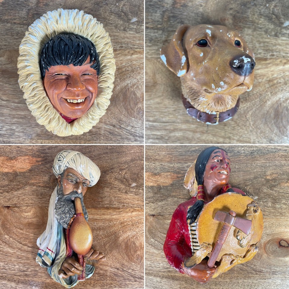 Bossons Chalkware Heads Plaques Wall Hanging Vintage Art - Various ...