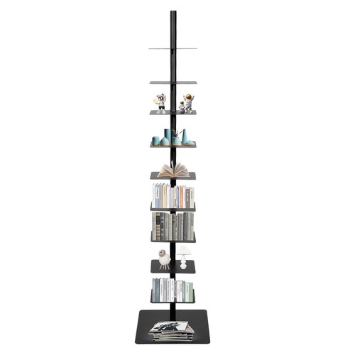 Vertical Spine Book Tower 9-Tier Metal Spine Bookshelf Book Organizer ...