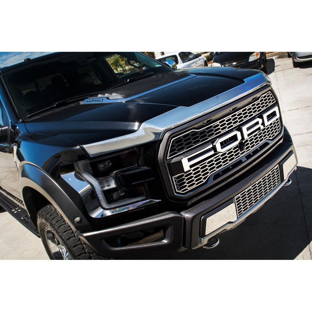 Bug Shield CHROME Deflector Hood Protector 2017-2020 F150 RAPTOR FLUSH ...
