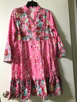 Temu Pink Flower Print Dress - Size S | eBay