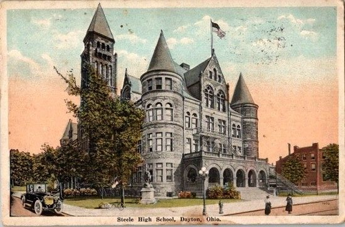 Postcard Steele High School Dayton Ohio White Border Postmarked 1921 | eBay