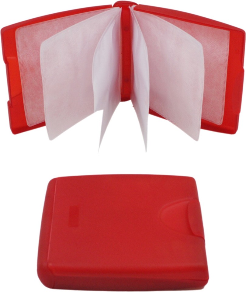 (15) Red 12 Disc Capacity Clamshell Translucent CD DVD Storage Case ...