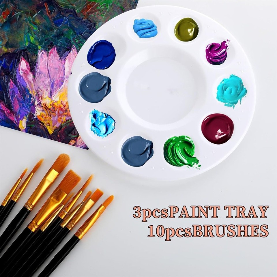 2X(Paint Brush Palette Set 10 Pieces Nylon Craft Acrylic Paint Brushes ...