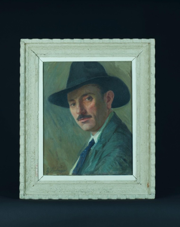 Beautiful Antique Painting Portrait Man Hat Villeneuve-Sur-Lot G ...
