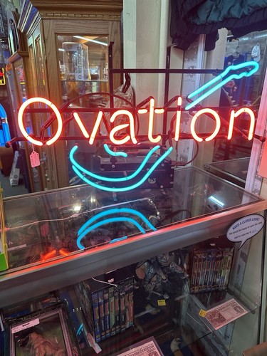Ovation Neon Sign Guitar Musical Instruments Red Blue Advertising | eBay