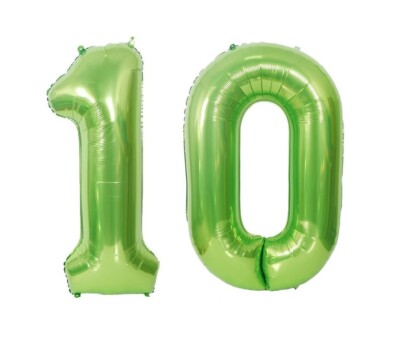 Giant 40" 10 Green Foil Number Balloons Photo Shoot 10th Birthday Float ...