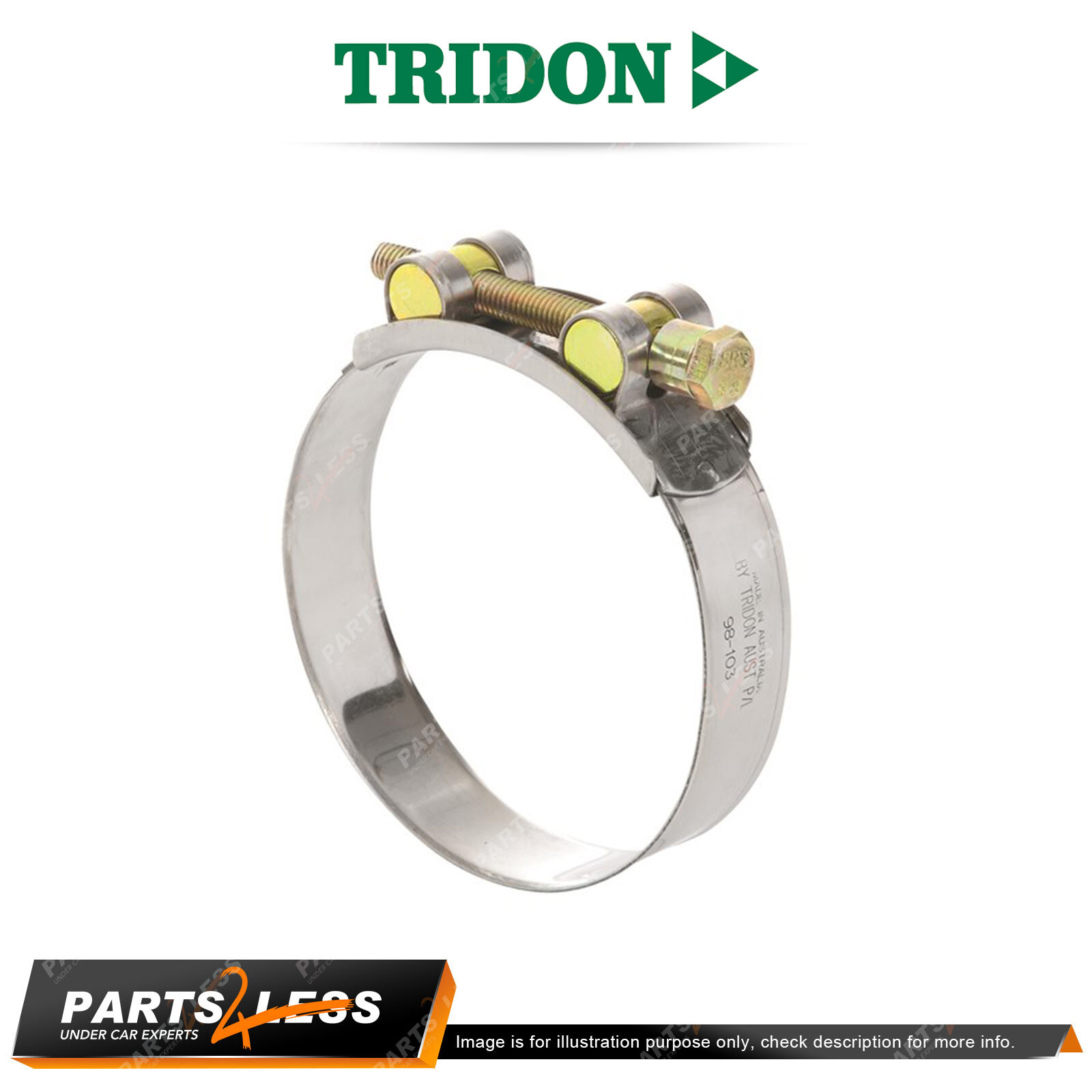 Tridon T-Bolt Hose Clamps 74mm - 79mm HD Part 430 Stainless Steel ...