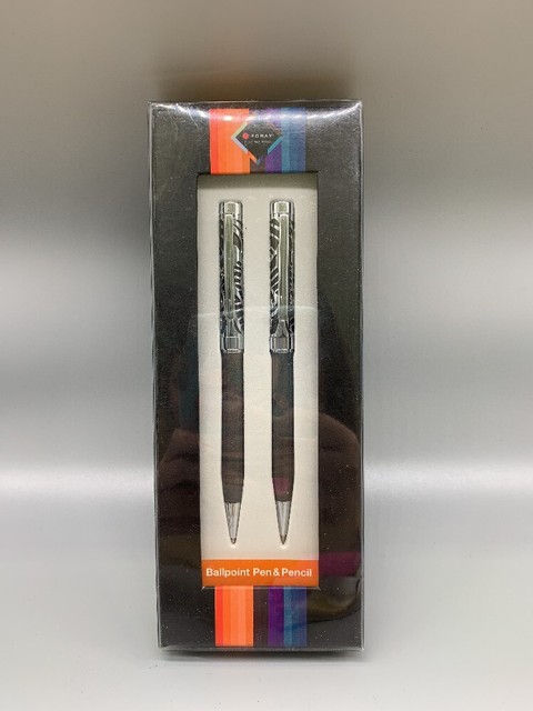 FORAY Rollerball Pen and Mechanical Pencil Gift Set Gun Metal Filigree ...