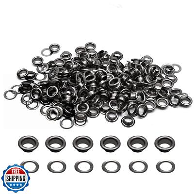 Biaungdo 1/4" Eyelets, Black Grommets Eyelets, Metal Eyelets with ...