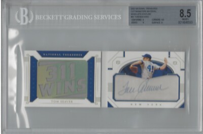 TOM SEAVER 2021 NATIONAL TREASURES CUT SIG MATERIAL BOOK 2/5 BGS 8.5 ...