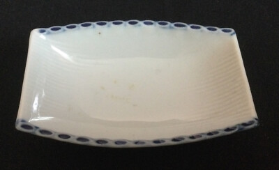 Rectangular White Open Salt Cellar w/Painted Edges - 3 1/4" x 2 1/4" | eBay