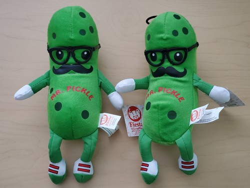 2X MR PICKLE 10” Plush With Mustache & Plastic Glasses FIESTA Pickles ...