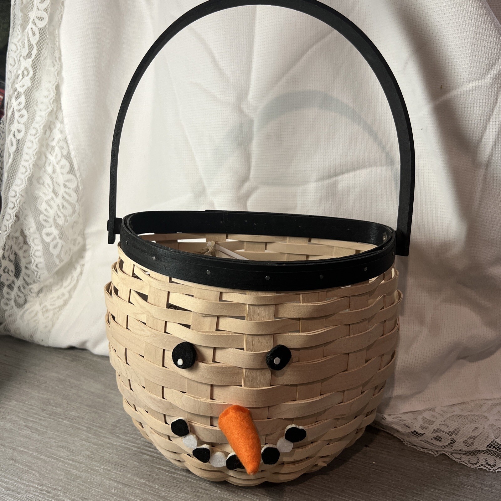 RARE NWT 2011 Longaberger Hanging Snowman Basket Felt Face Basket | eBay