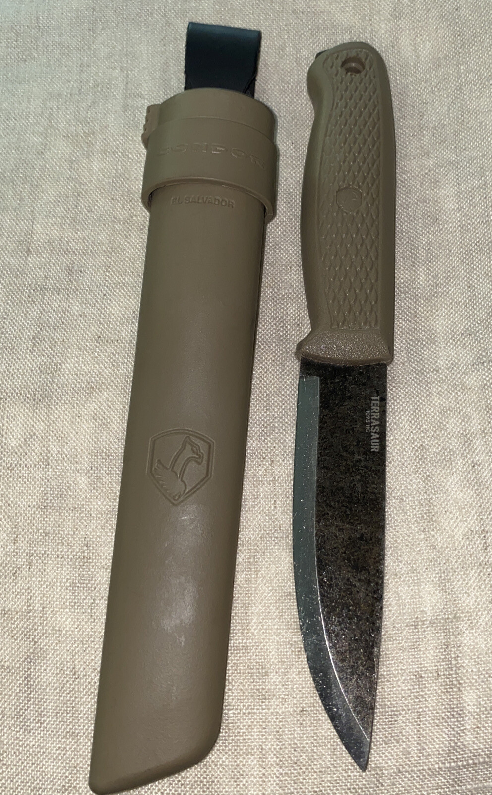 Condor T&K Terrasaur Fixed Blade Knife Desert Tan Handle Plain Edge ...