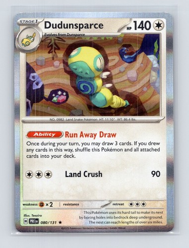 Pokémon TCG Dudunsparce 080/131 SV: Prismatic Evolutions Reverse Holo ...