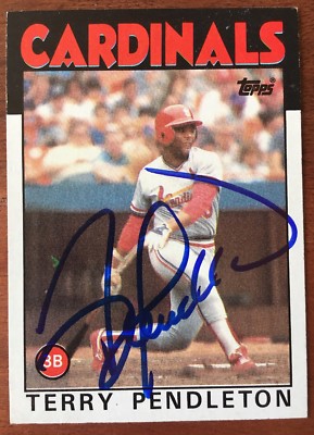 TERRY PENDLETON SIGNED IP 1986 TOPPS #528 ST. LOUIS CARDINALS 2nd YEAR ...