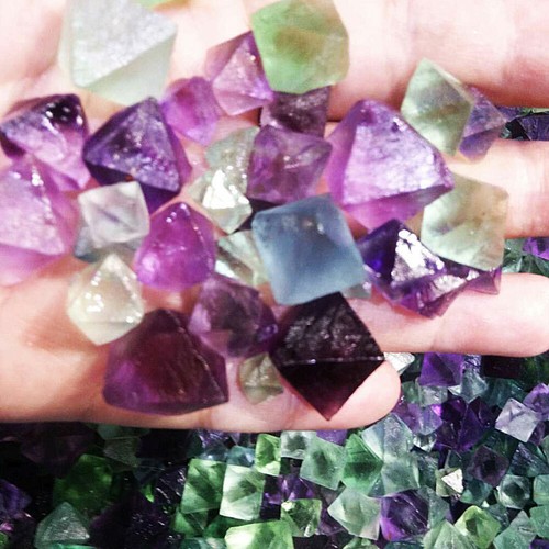 200g Natural Clear Fluorite Octahedron Quartz Crystal Mineral Specimen ...