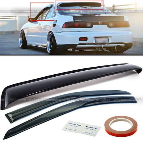 Fit 94-01 3rd Gen Integra DC Window visors + Rear Windshield Roof Visor ...