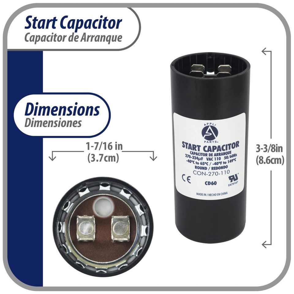 High-Performance Electric Motor Start Capacitor - 110-125 VAC Universal ...