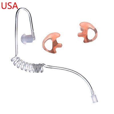 CLEAR ACOUSTIC EAR TUBE +FLESH LEFT RIGHT MEDIUM EARMOLD MOTOROLA RADIO ...