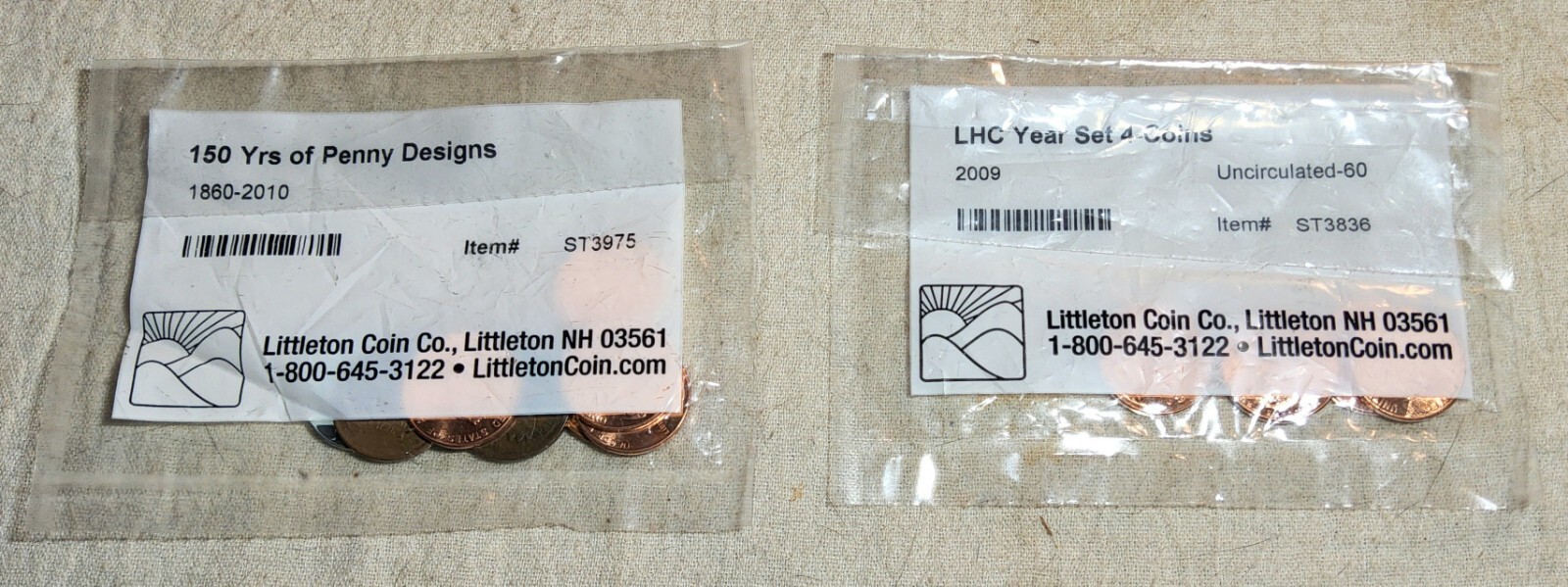 2 PACK SEALED COINS LITTLETON COIN 150 YEARS OF PENNY DESIGNS 1860-2010 ...