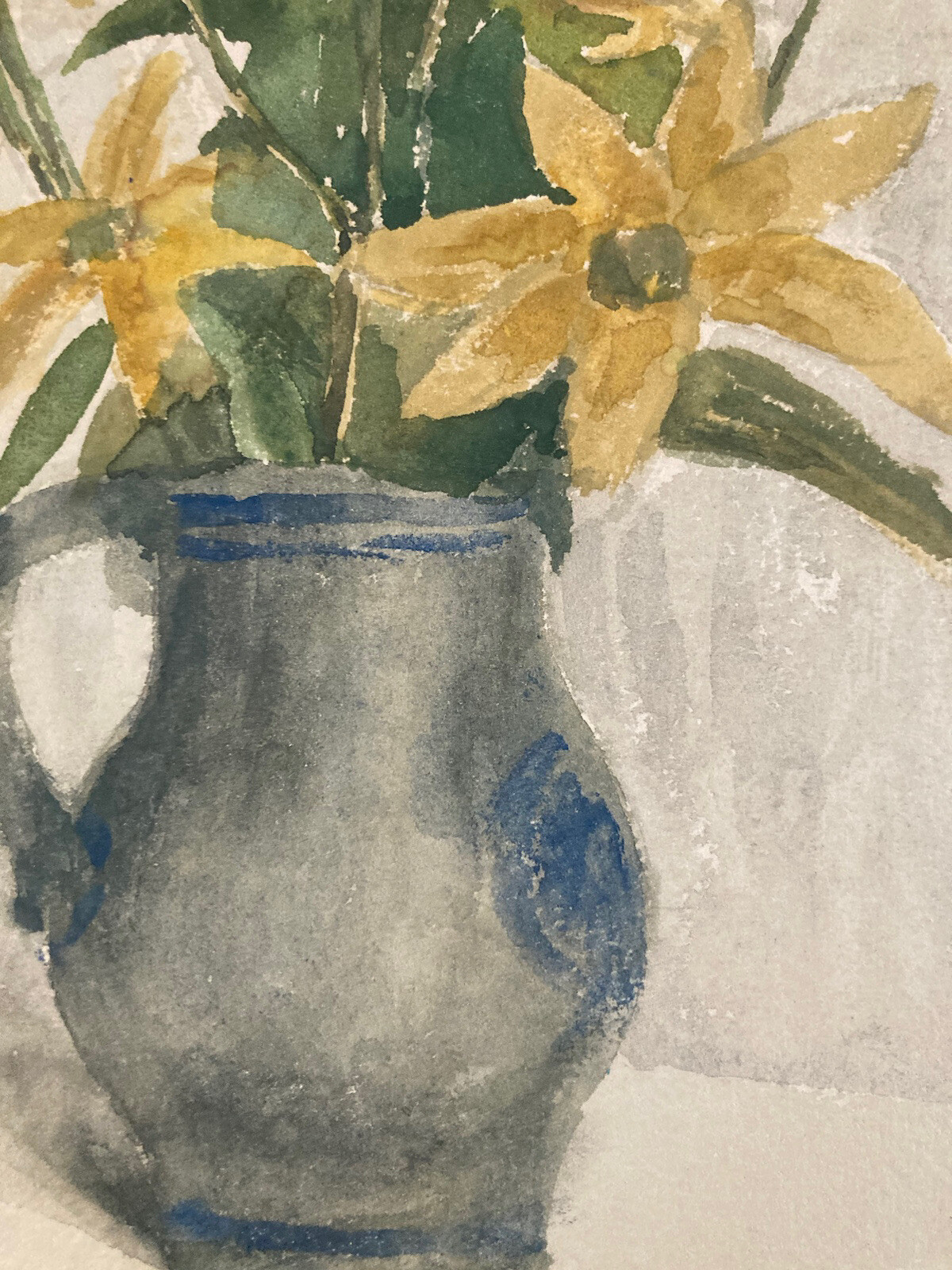 Beautiful Drawing Watercolour Paper Flowers Bouquet Yellow Pot 1952 ...