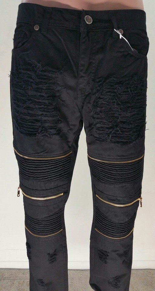 Men's Distressed Ripped Biker Pants Size: 30 to 44 | eBay