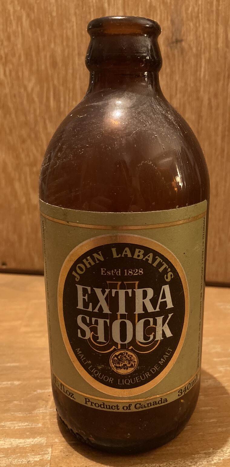 Vintage Labatt’s Extra Stock Bottle 11 1/2 OZ. Paper Label No Cap Brown ...