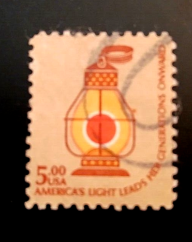 SCOTT # 1612 - ONE USED $5.00 R/R CONDUCTOR'S LAMP S STAMP - F / VF ...